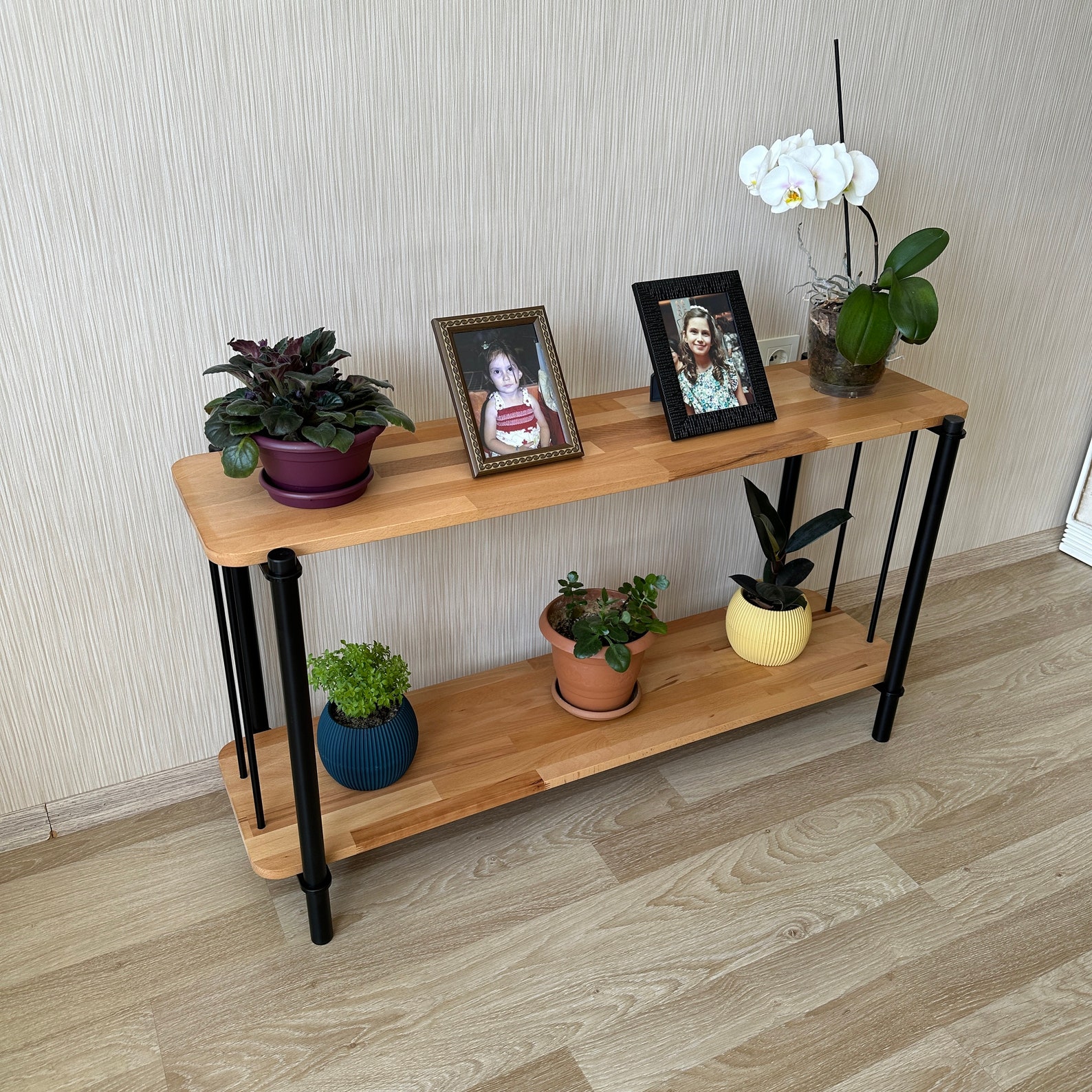 Shelves With Black Metal Legs Low Shelf Unit TV Stand Bookcase ...