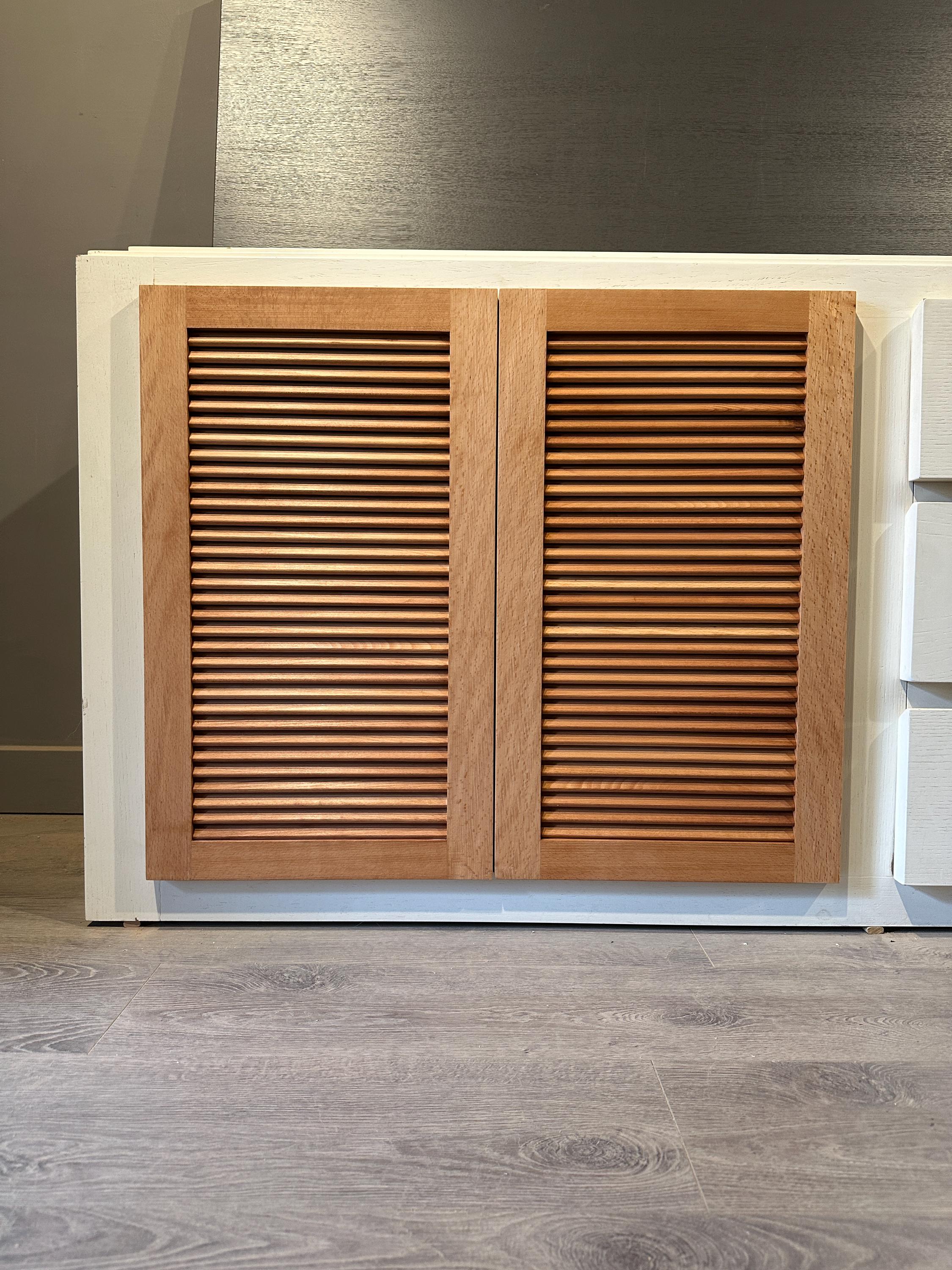 Handmade Beech Wood Louvered Cabinet Door: Custom Shutter Door - Etsy