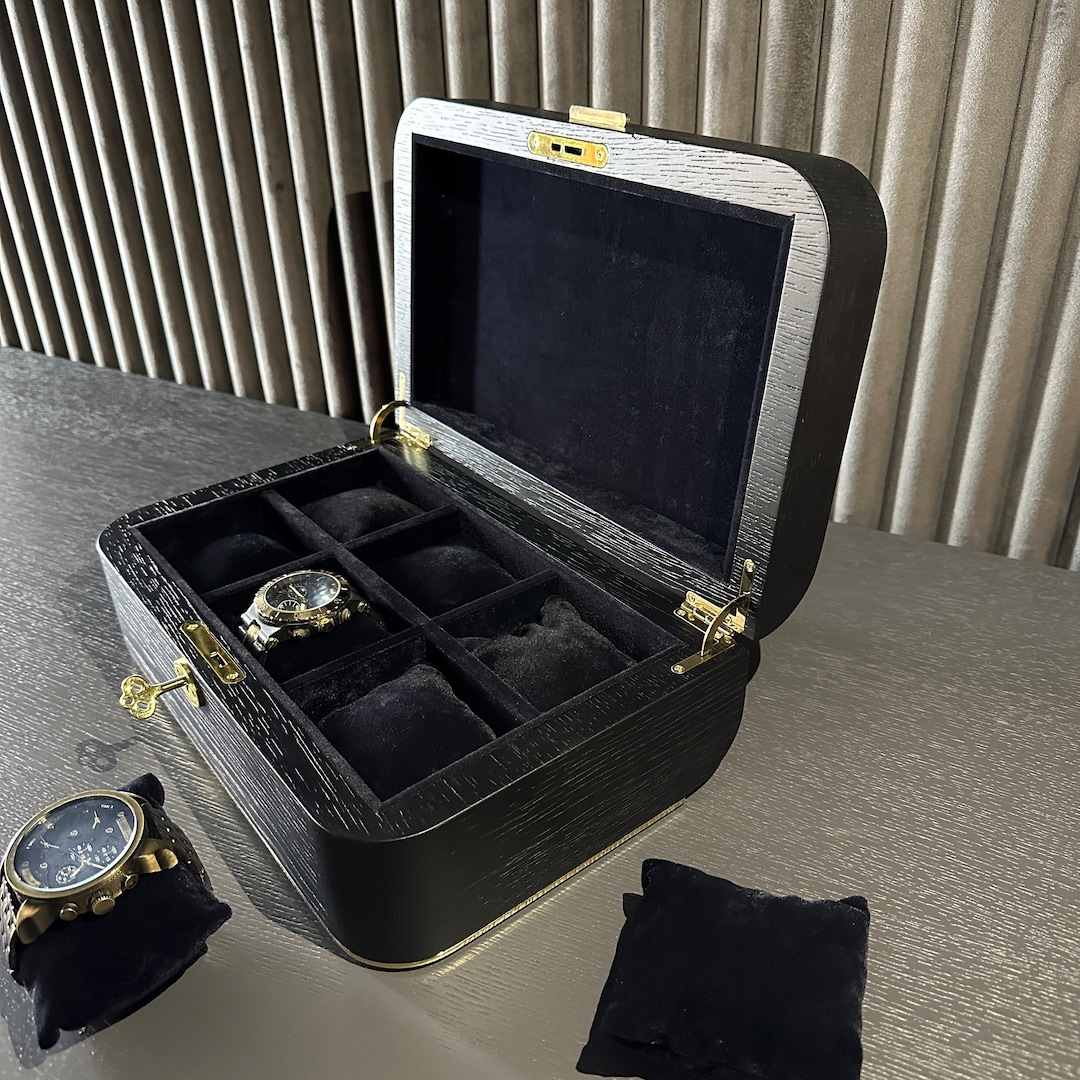6 Watch Oak Watch Organizer Oak Watch Box Watch Storage Luxury Wooden ...