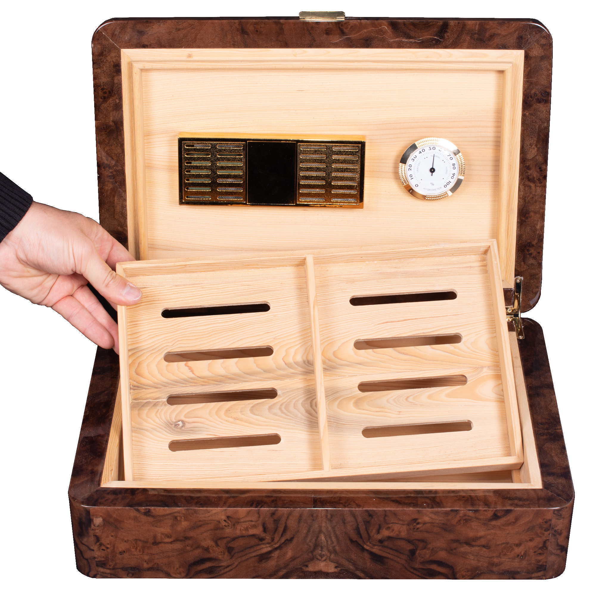 Walnut Wood Humidor Luxury Cigar Box Storage High Quality Cigar Storage ...