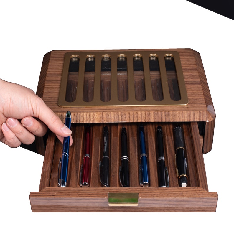 Walnut Wood Pen Display Pen Collection Storage Case Office - Etsy