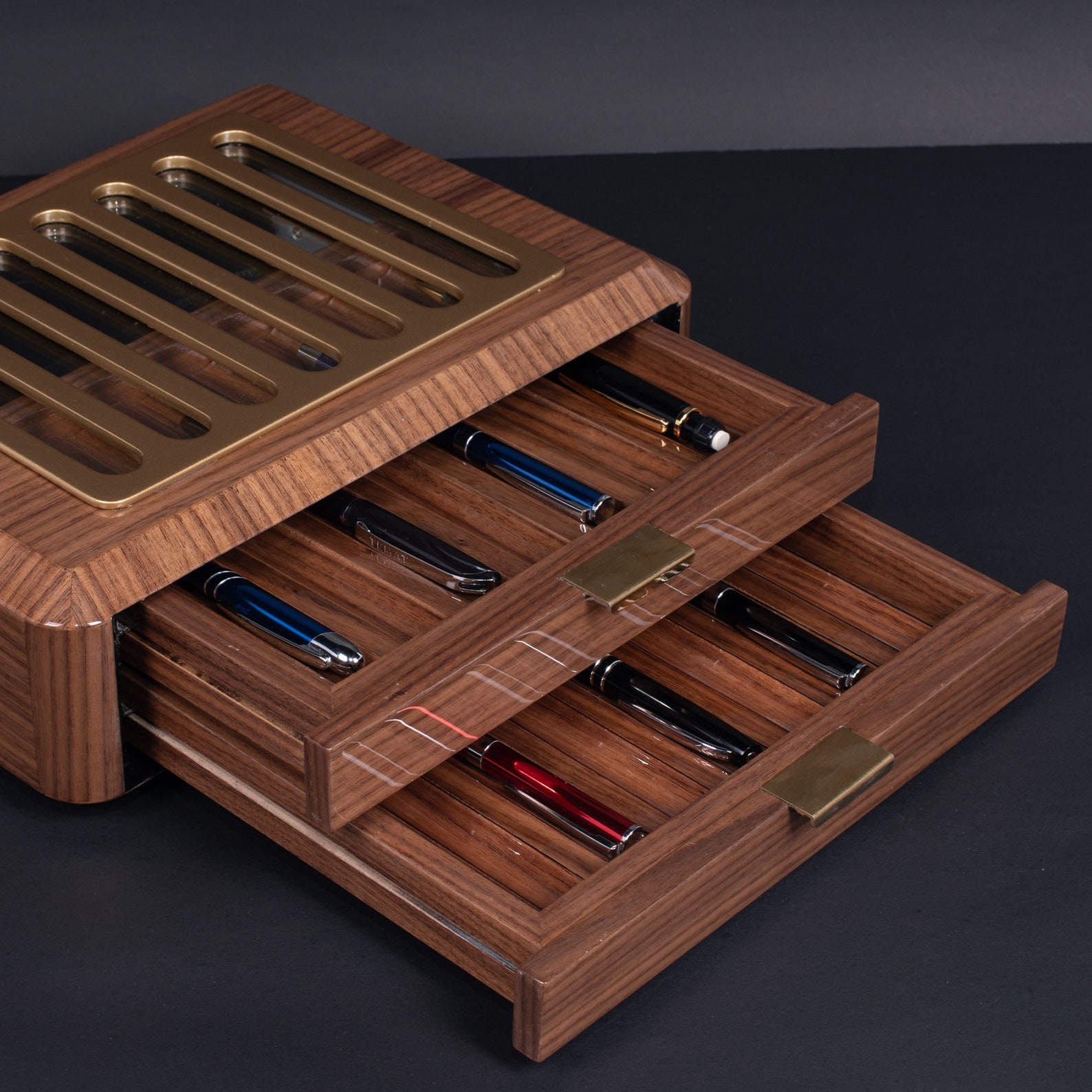 Walnut Wood Pen Display Pen Collection Storage Case Office - Etsy