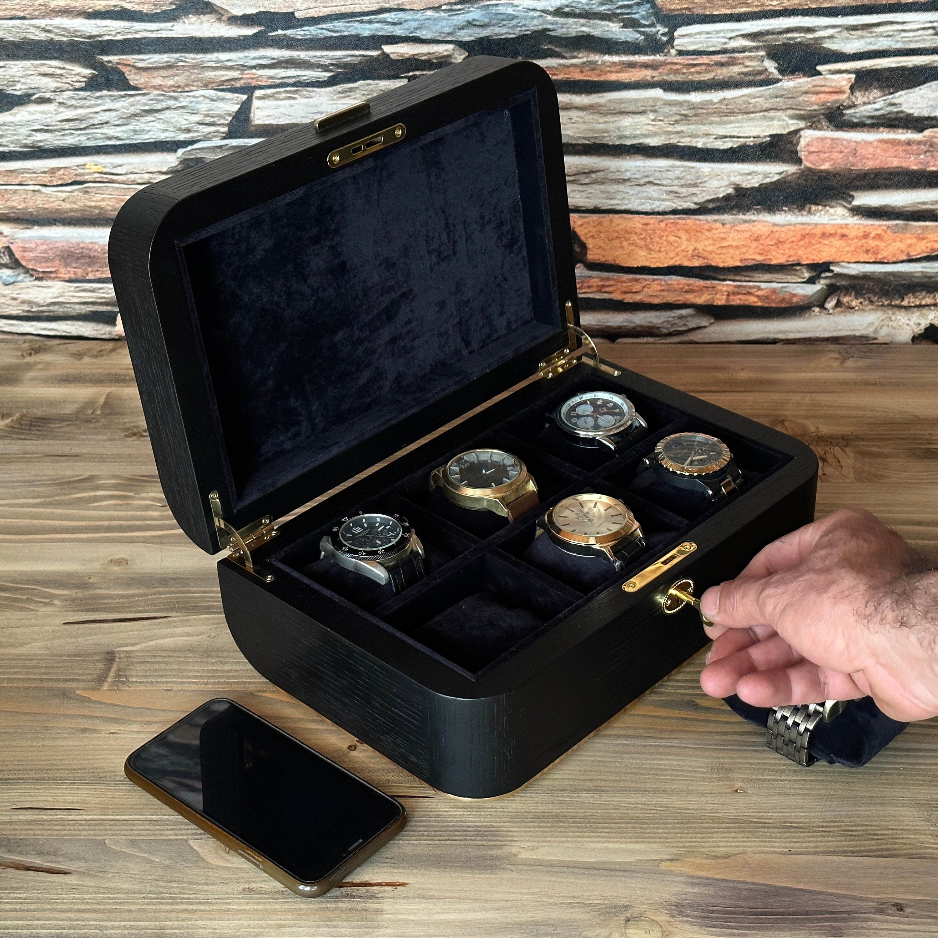 6 Watchoak Watch Organizer, Oak Watch Box,watch Storage,luxury Wooden ...