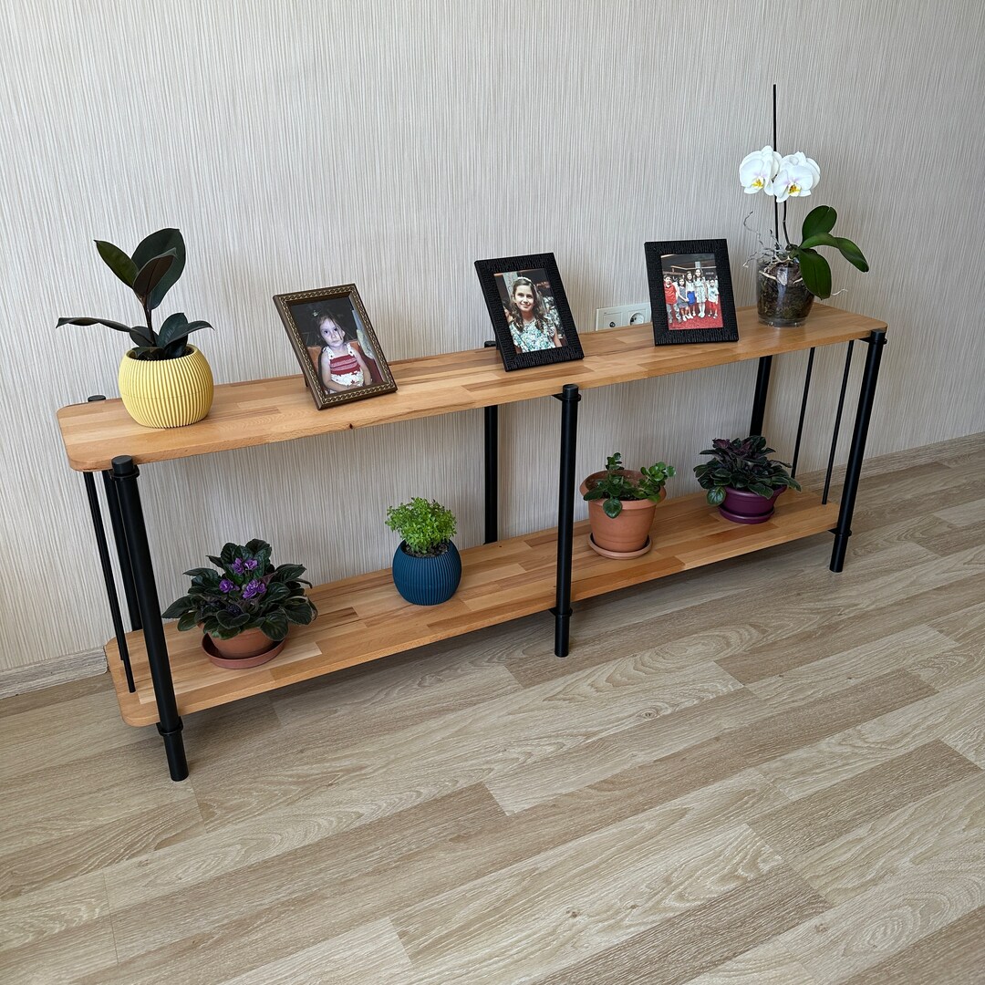 Shelves With Black Metal Legs Low Shelf Unit TV Stand Bookcase ...
