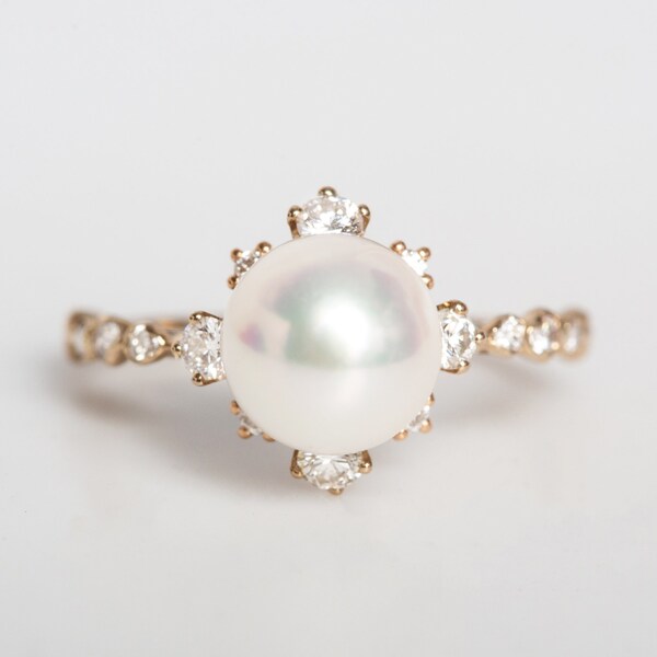 Thin Pearl Ring - Etsy