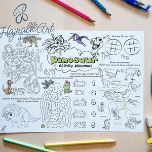 Printable Dinosaur Activity Placemat Dino Coloring Table Mat - Etsy
