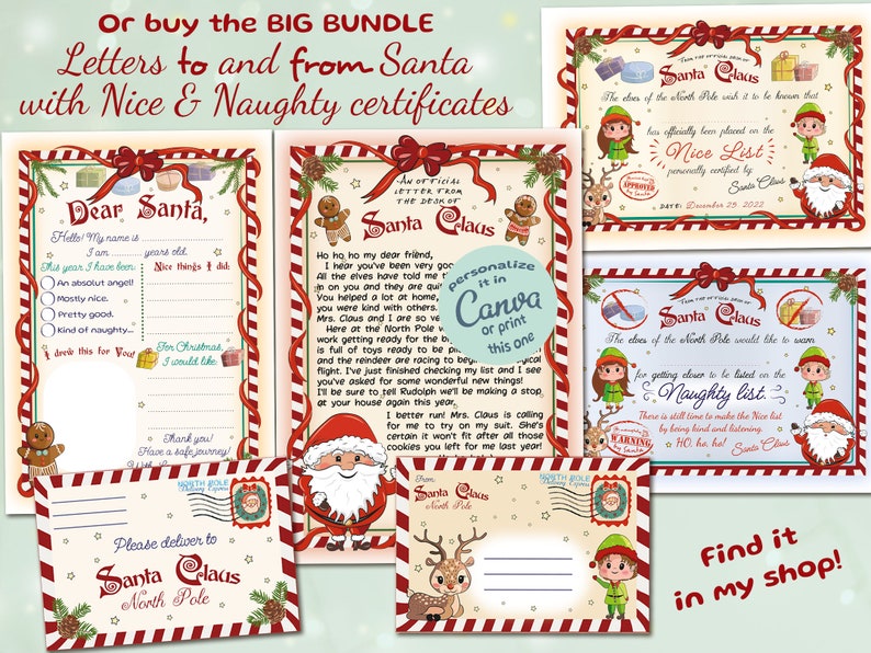 Printable Letter to Santa Santa Letter Kit Kids Letter to - Etsy