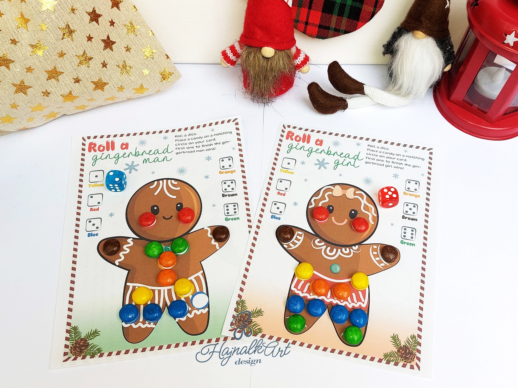 Roll a Gingerbread Man & Girl Printable Christmas Game With - Etsy