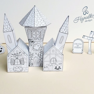 Haunted House Printable Paper Craft Activity, Halloween Haunted Castle ...