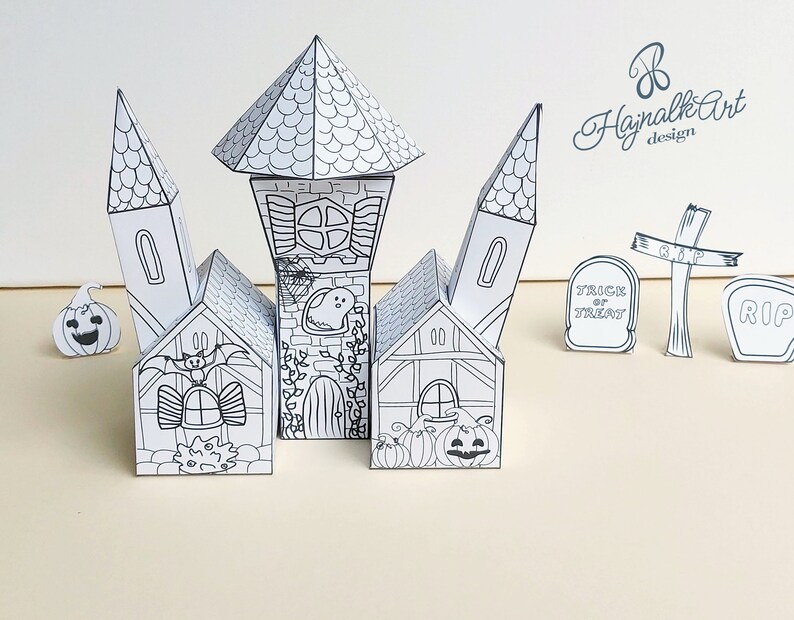 Haunted House Printable Paper Craft Activity Halloween - Etsy