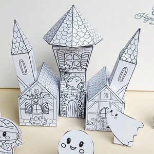 Haunted House Printable Paper Craft Activity, Halloween Haunted Castle ...
