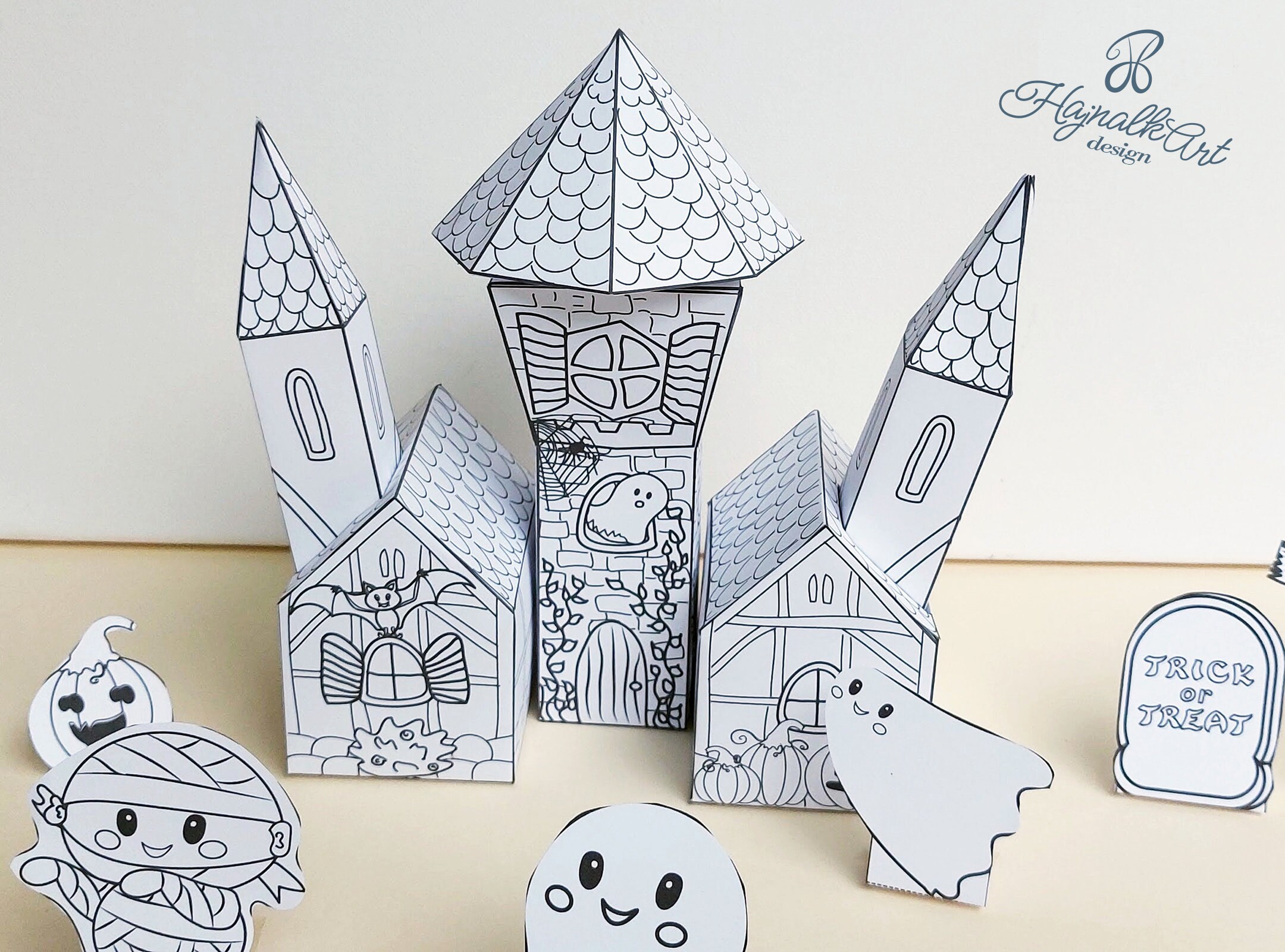 Haunted House Printable Paper Craft Activity, Halloween Haunted Castle ...