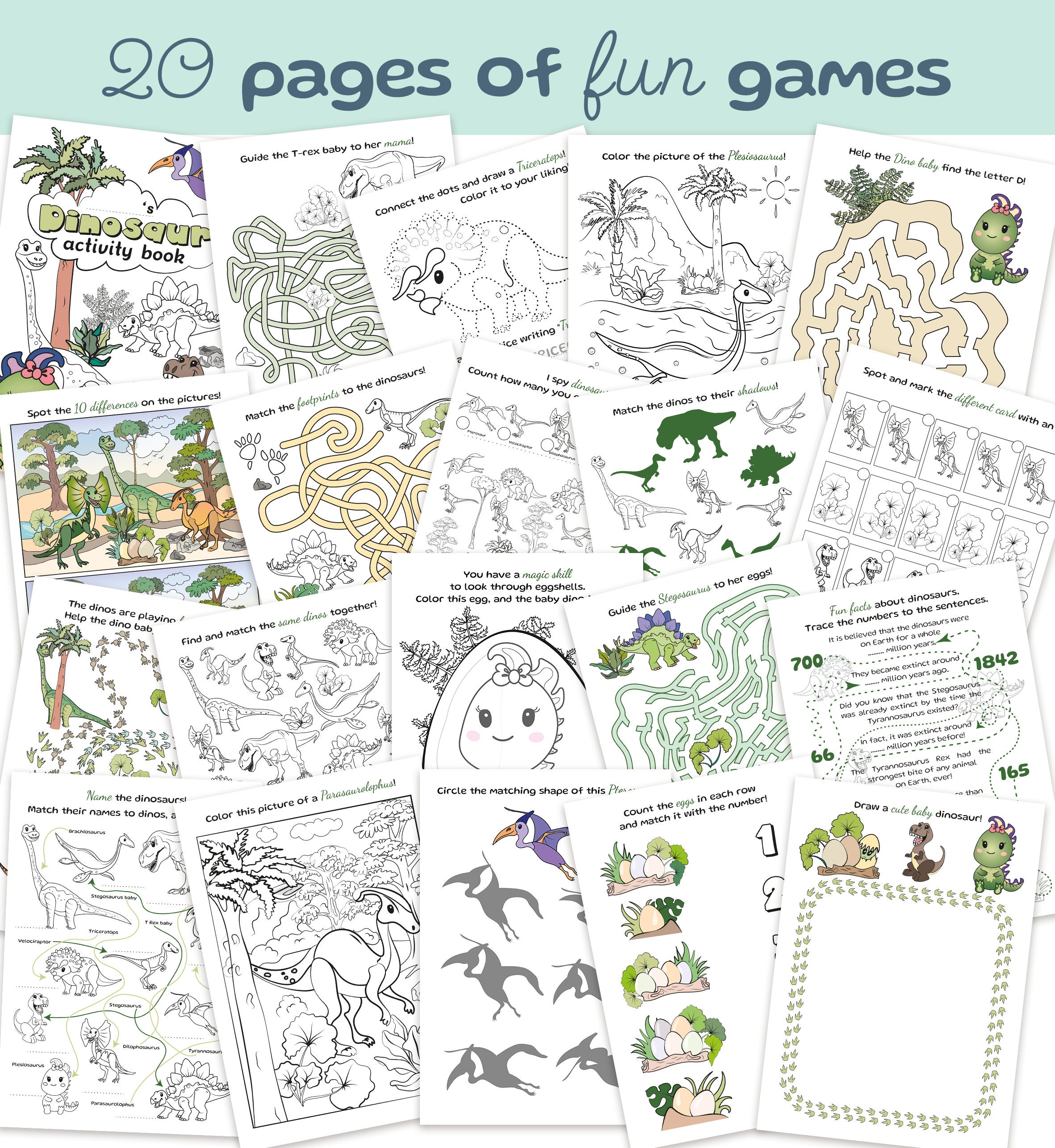 Dinosaur Activity Book, Preschool Dinosaur Printable Busy Book ...