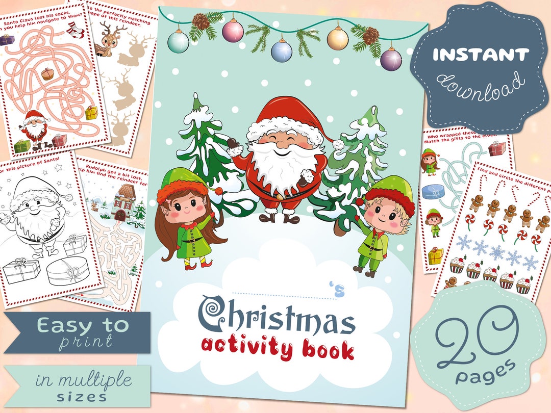 Christmas Activity Book, Preschool Games, Santa, Reindeer (PRINTABLE ...