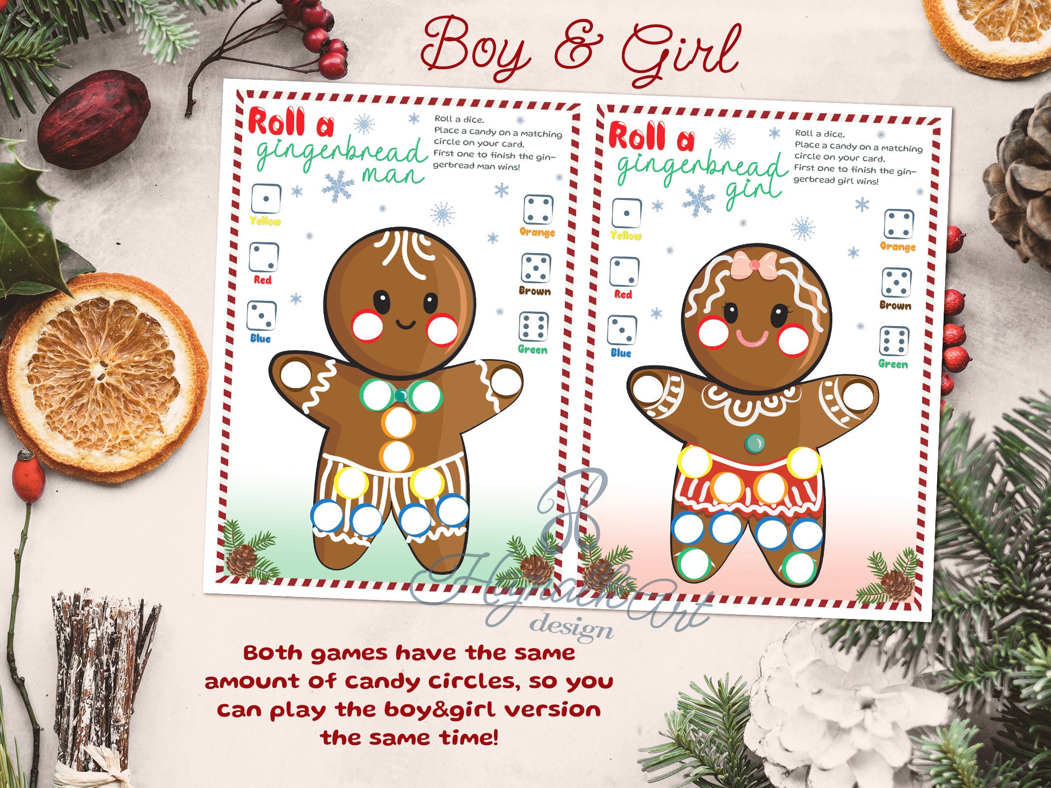 Roll a Gingerbread Man & Girl Printable Christmas Game With - Etsy
