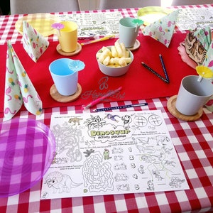 Printable Dinosaur Activity Placemat, Dino Coloring Table Mat, Dinosaur ...