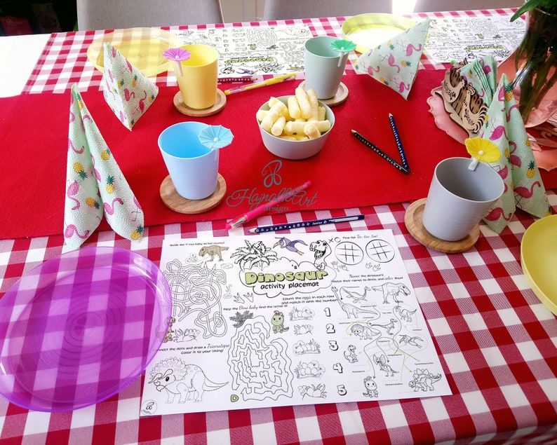 Printable Dinosaur Activity Placemat Dino Coloring Table Mat - Etsy