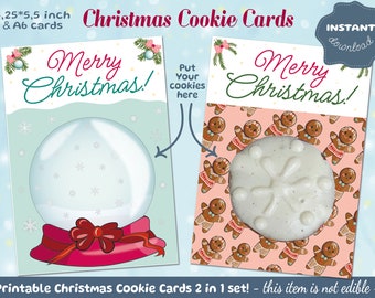 Printable Christmas Cookie Card Merry Christmas Reindeer - Etsy