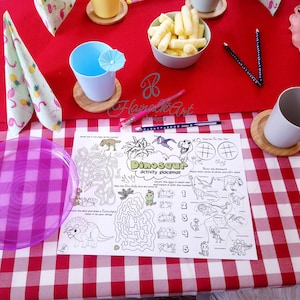 Printable Dinosaur Activity Placemat Dino Coloring Table Mat - Etsy