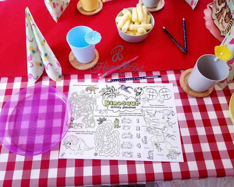Printable Dinosaur Activity Placemat Dino Coloring Table Mat - Etsy