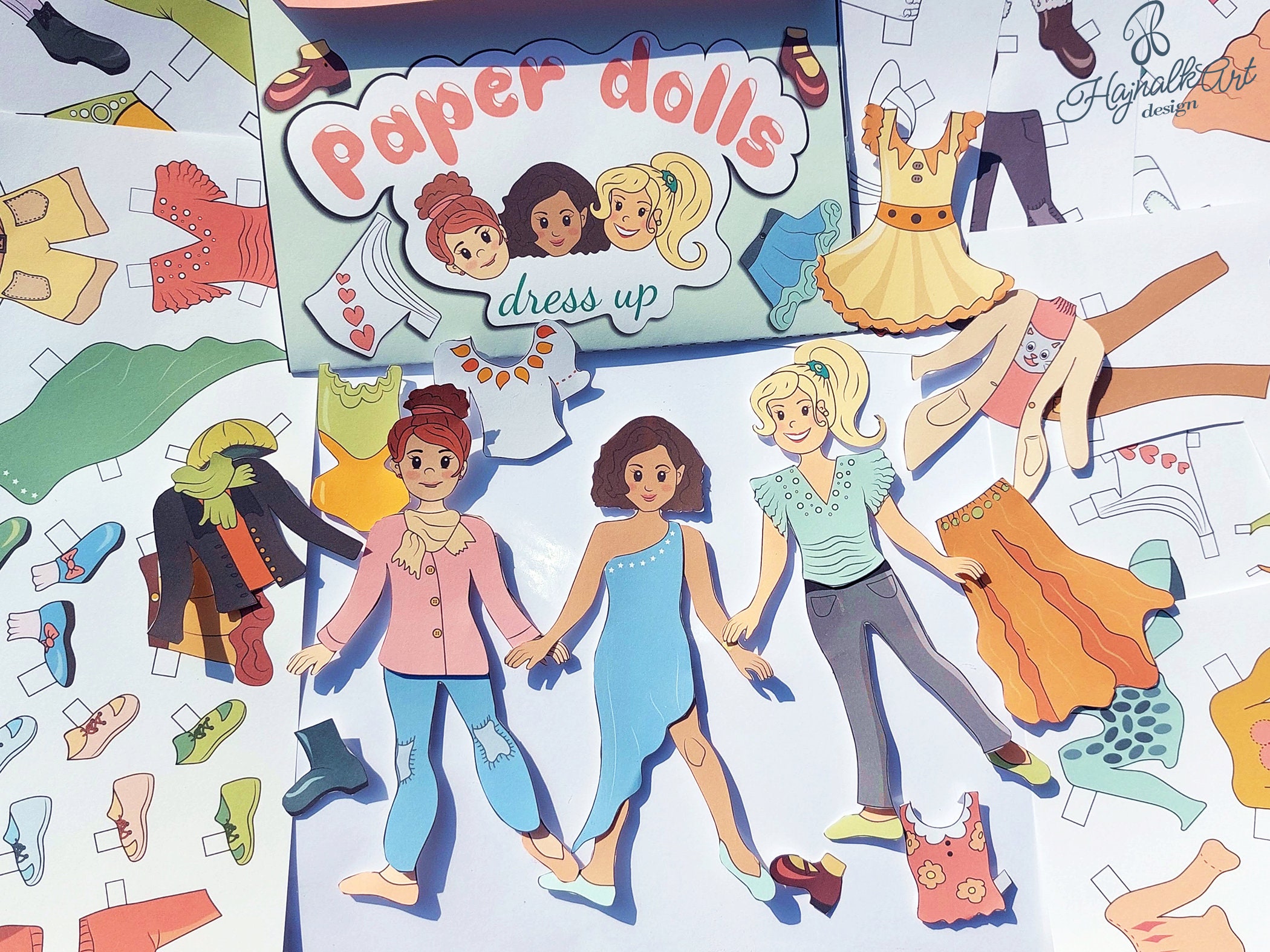 Paper Doll Printable Paper Craft Game, Dress up Paper Dolls With ...