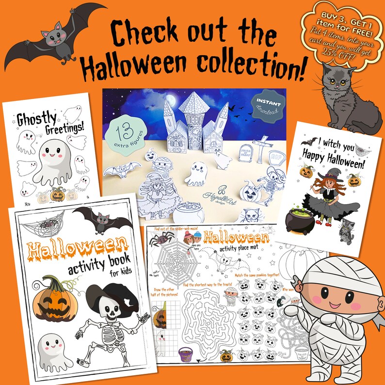 Haunted House Printable Paper Craft Activity Halloween - Etsy