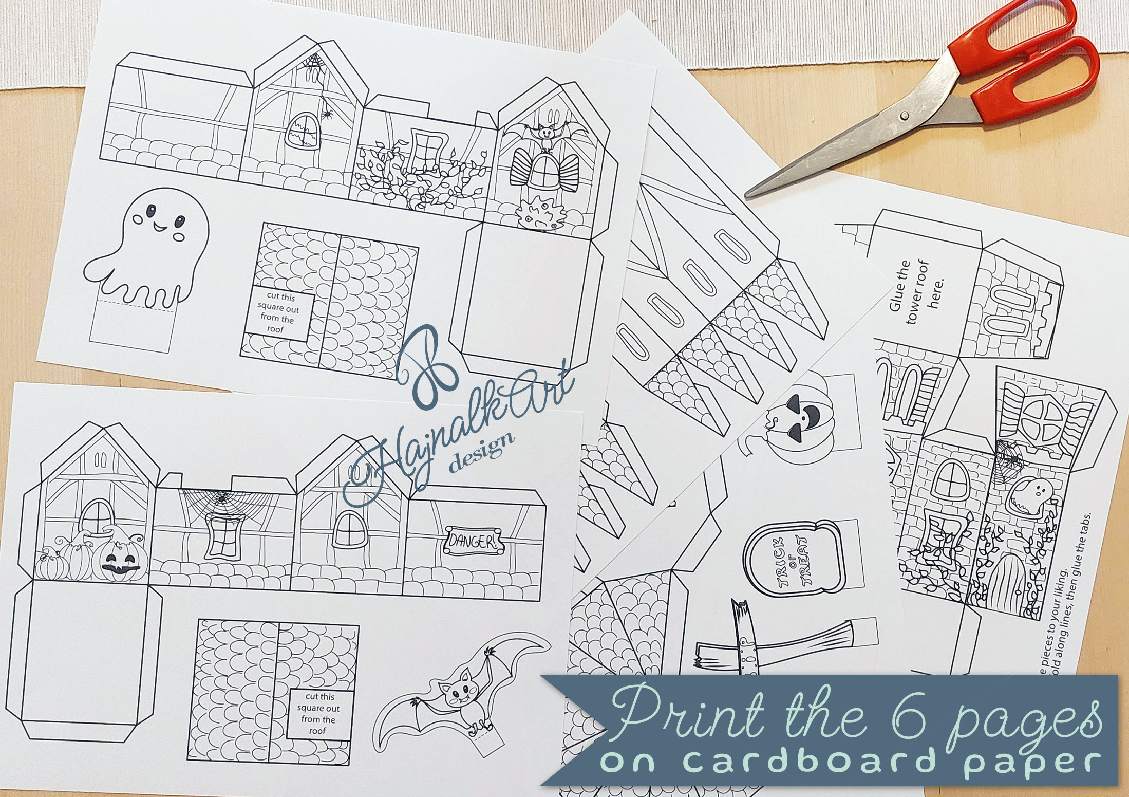 Haunted House Printable Paper Craft Activity, Halloween Haunted Castle ...