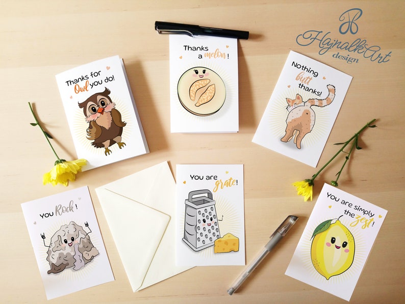 Printable Funny Appreciation Card Bundle Thank You Cards Set of 6 Punny ...