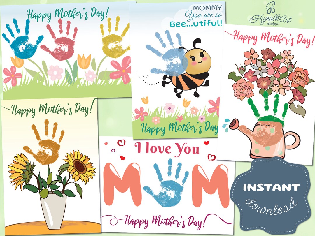 Handprint Art Bundle for Mother's Day PRINTABLE Handprint Activity Set ...