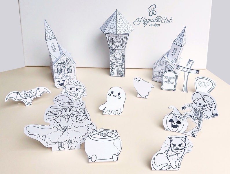 Haunted House Printable Paper Craft Activity Halloween - Etsy