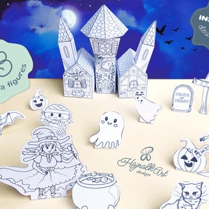 Haunted House Printable Paper Craft Activity, Halloween Haunted Castle ...