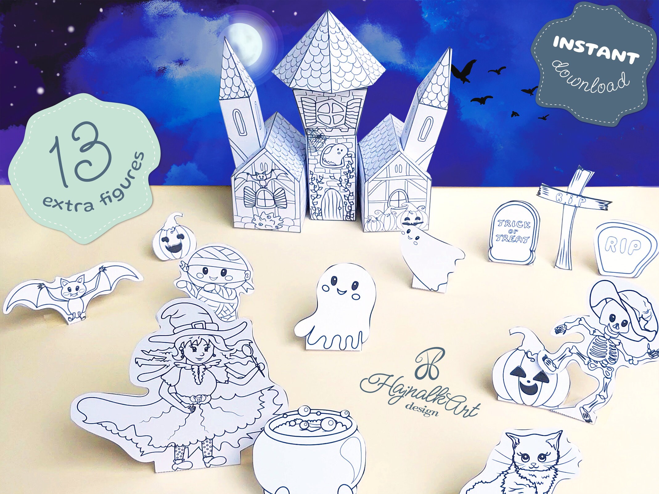Haunted House Printable Paper Craft Activity Halloween - Etsy