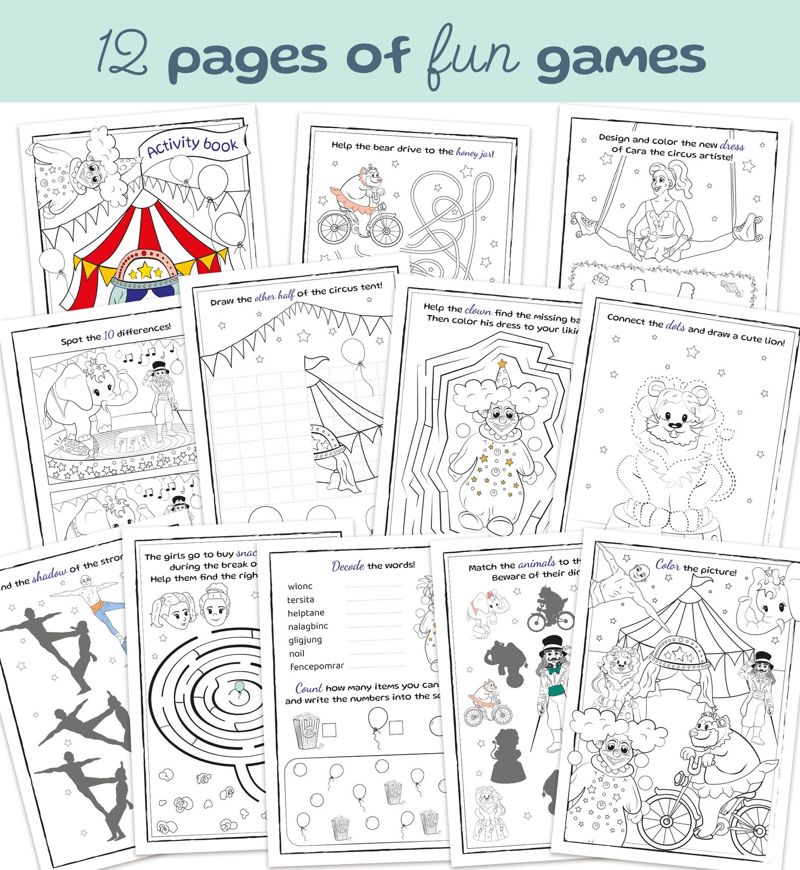 Circus Activity Book Circus Worksheets Circus Busy Book - Etsy