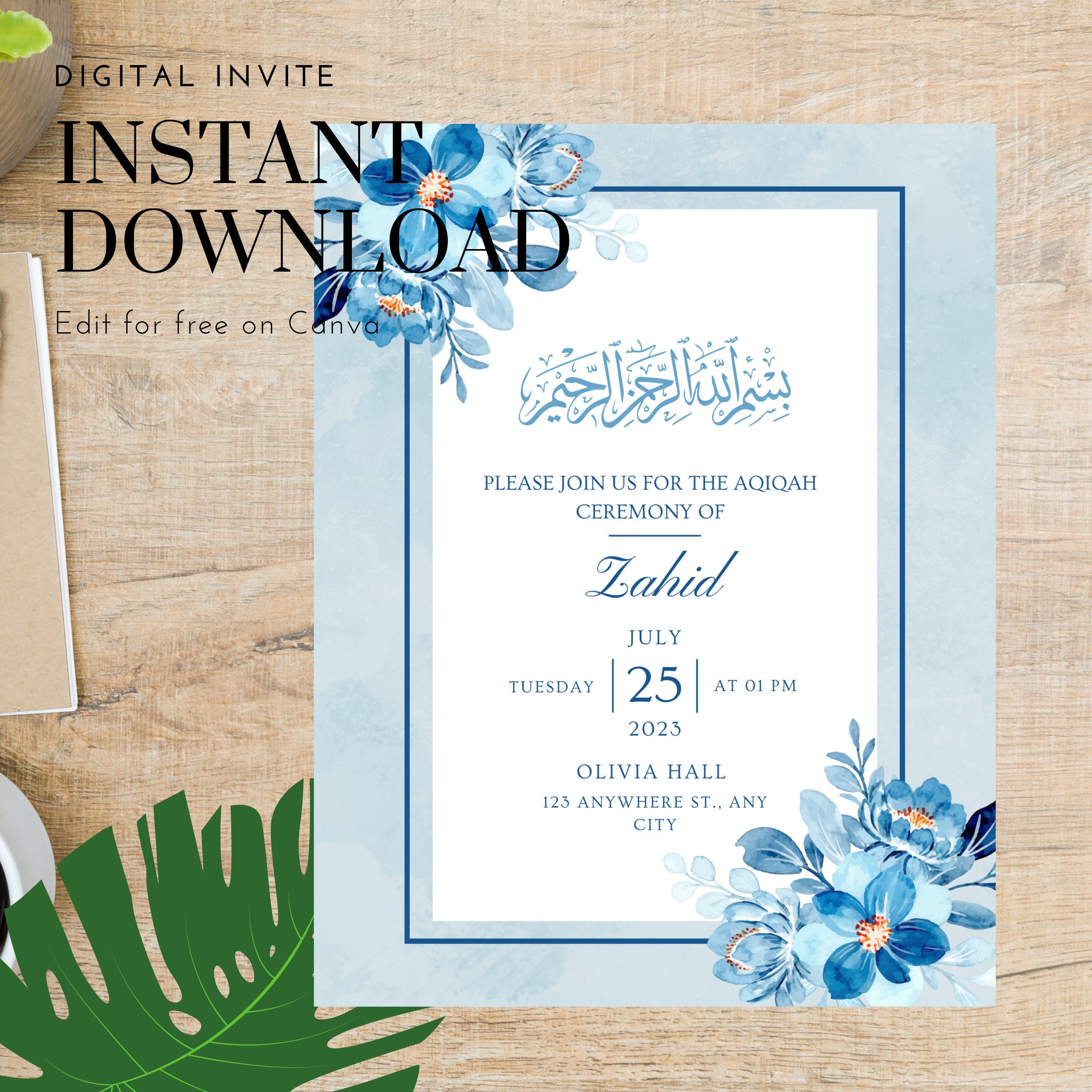 Aqiqah Baby Boy Invitation. - Etsy