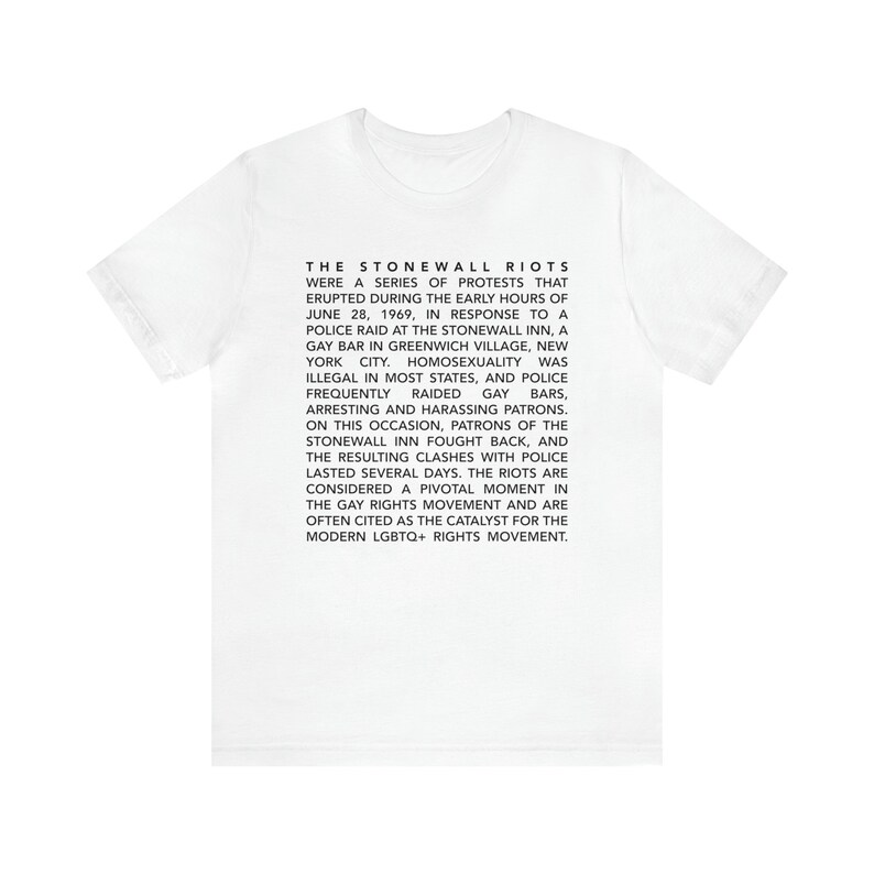 Stonewall Riots Tribute Tee LGBTQ Pride History Activism Apparel LGBT ...