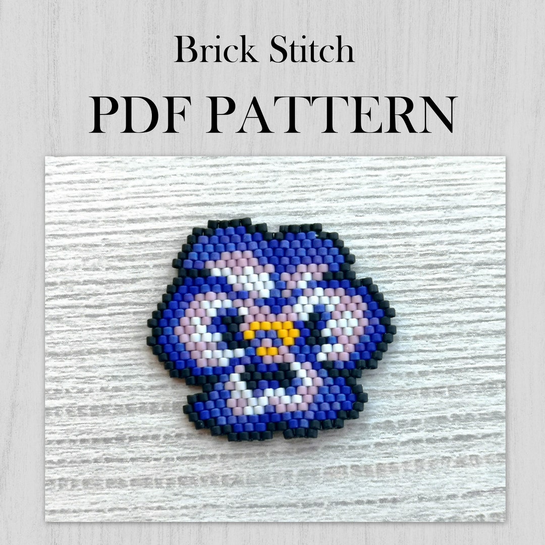 Pansy PDF Pattern, Brick Stitch Pattern, Beading Blue Flower Earrings ...