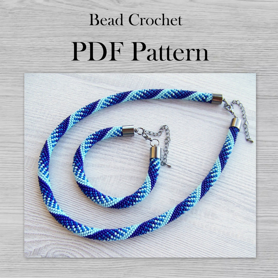 PDF Pattern for Gradient Blue Bead Crochet Necklace or Bracelet ...