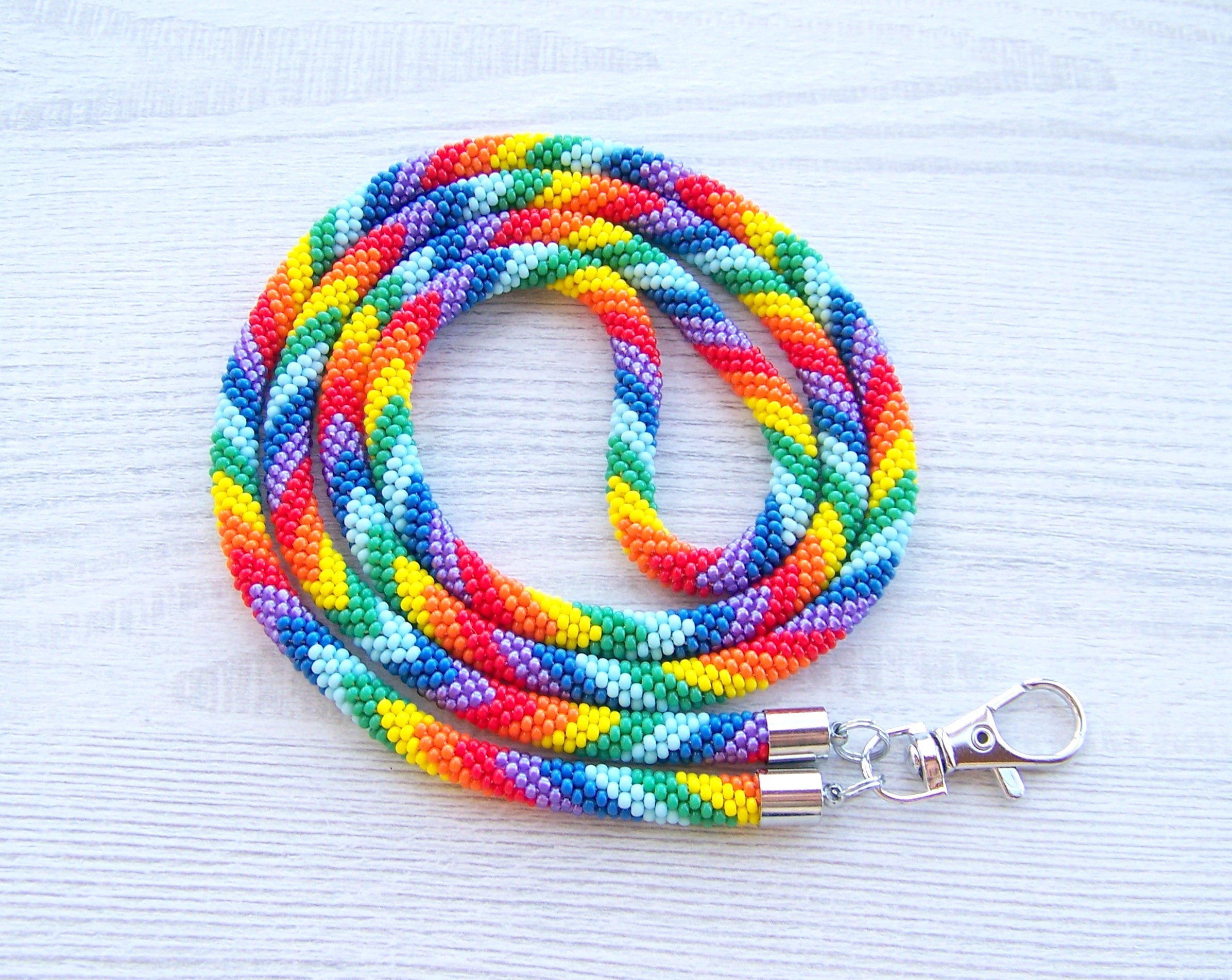 Bead Crochet Lanyard Pattern PDF for Rainbow Lanyard or - Etsy