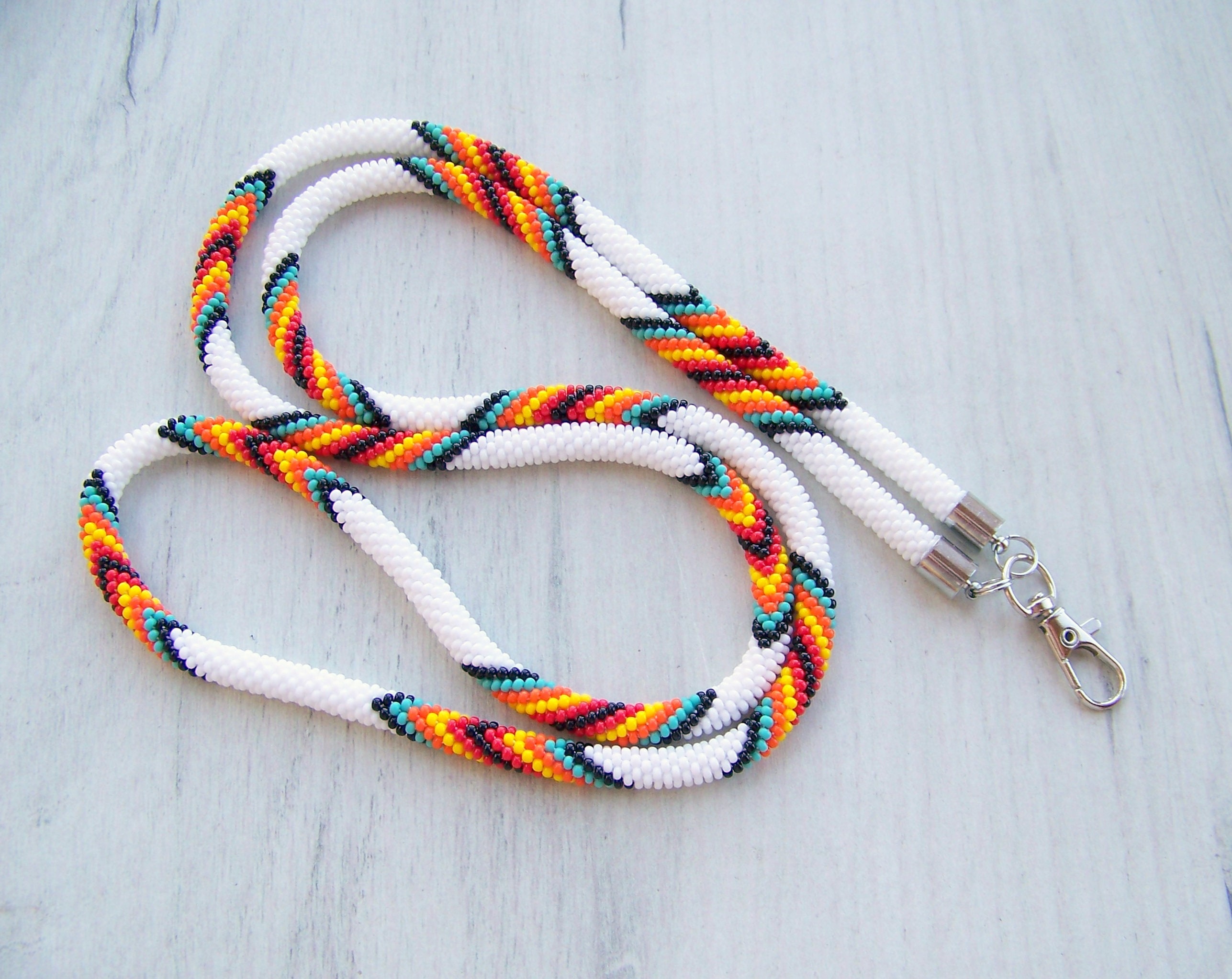Bead Crochet Colorful Native Lanyard Pattern PDF DIY Rope - Etsy