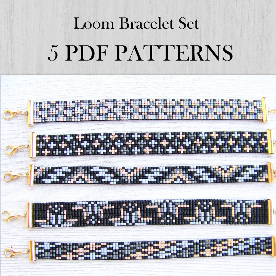 Loom Bracelet Patterns, Set of 5 Geometric Miyuki Delica Bracelet PDF ...