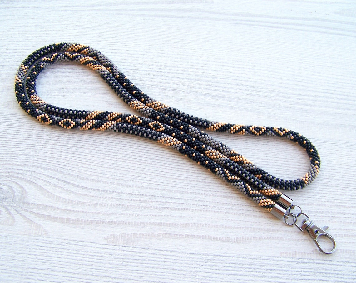 PDF Pattern for Patchwork Lanyard DIY Seed Bead Crochet Art - Etsy