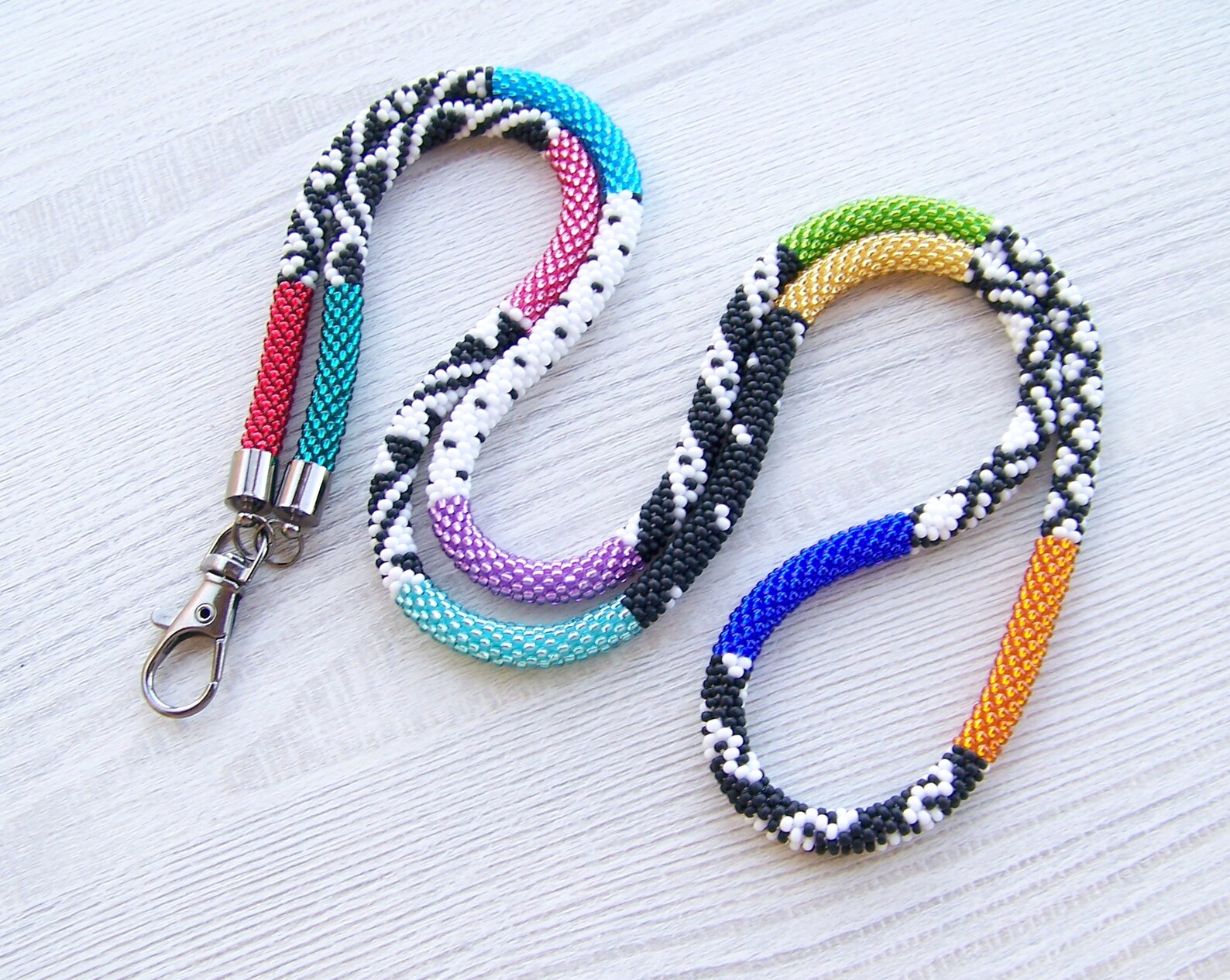PDF Bead Crochet Lanyard Pattern, Statement Modern Geometric Lanyard ...