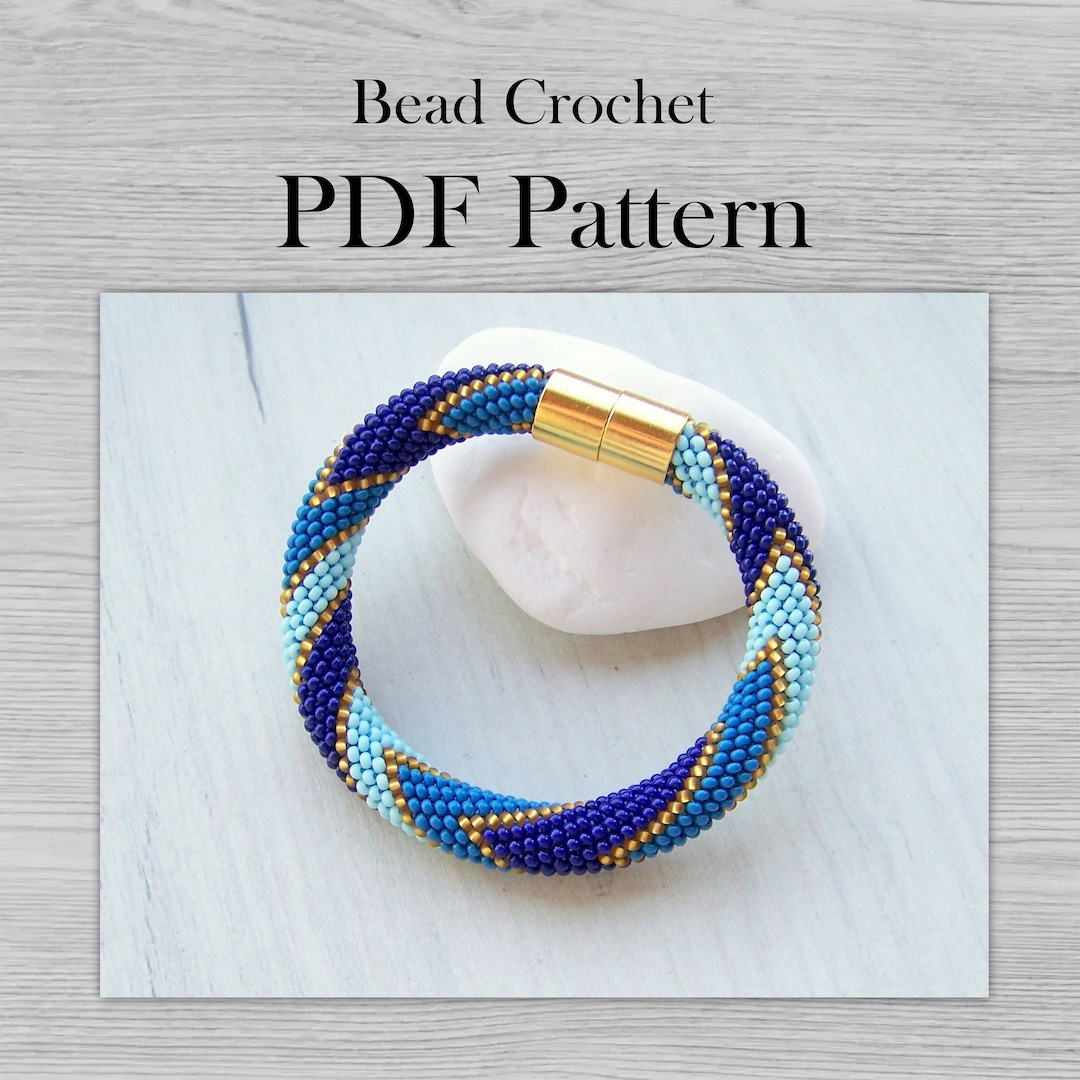 Bead Crochet Bracelet Pattern Seed Bead Pattern Blue Gold - Etsy