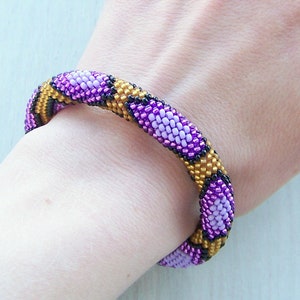PDF Pattern for Beaded Crochet Bracelet, Purple Violet Python Bracelet ...