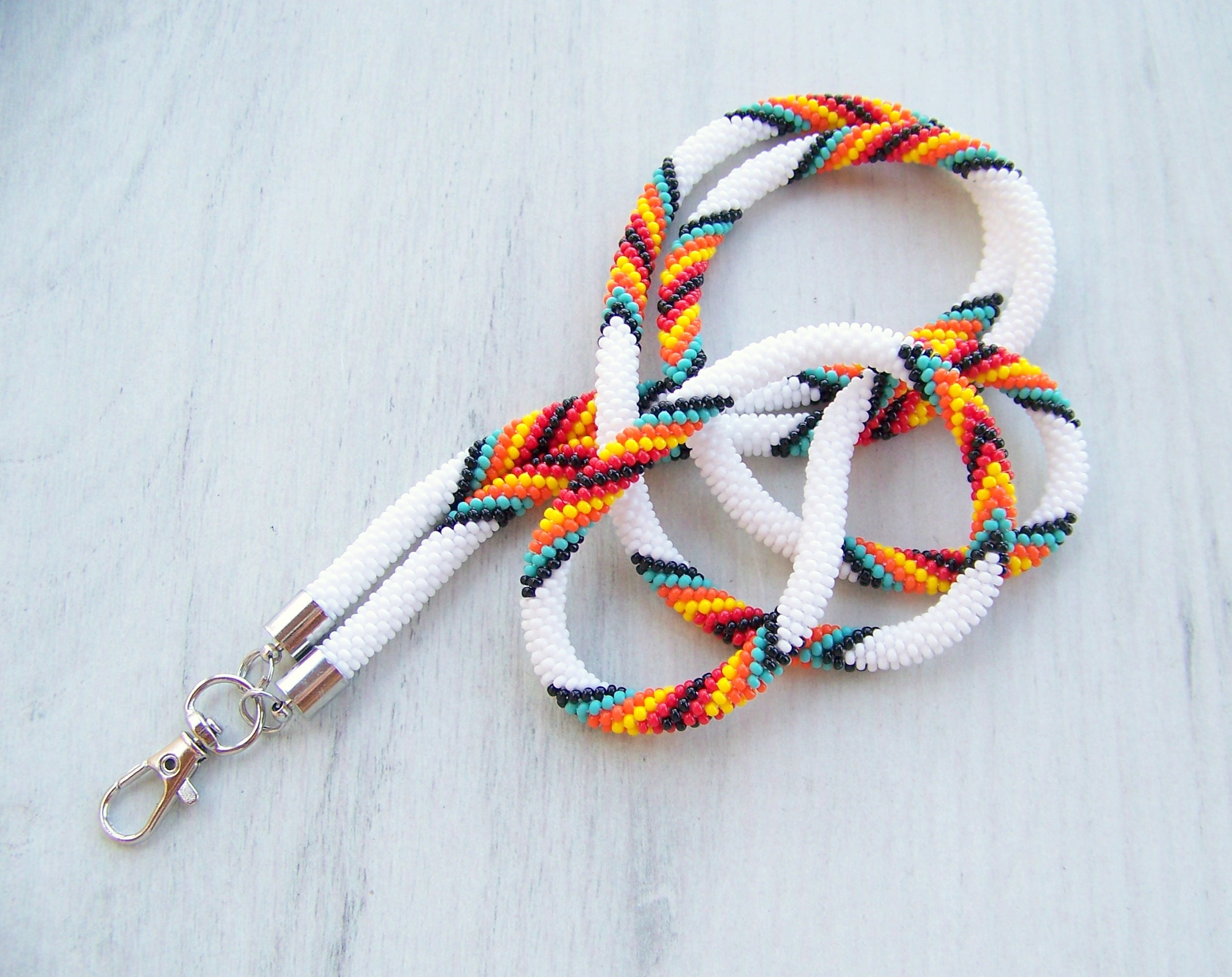 Bead Crochet Colorful Native Lanyard Pattern PDF DIY Rope - Etsy