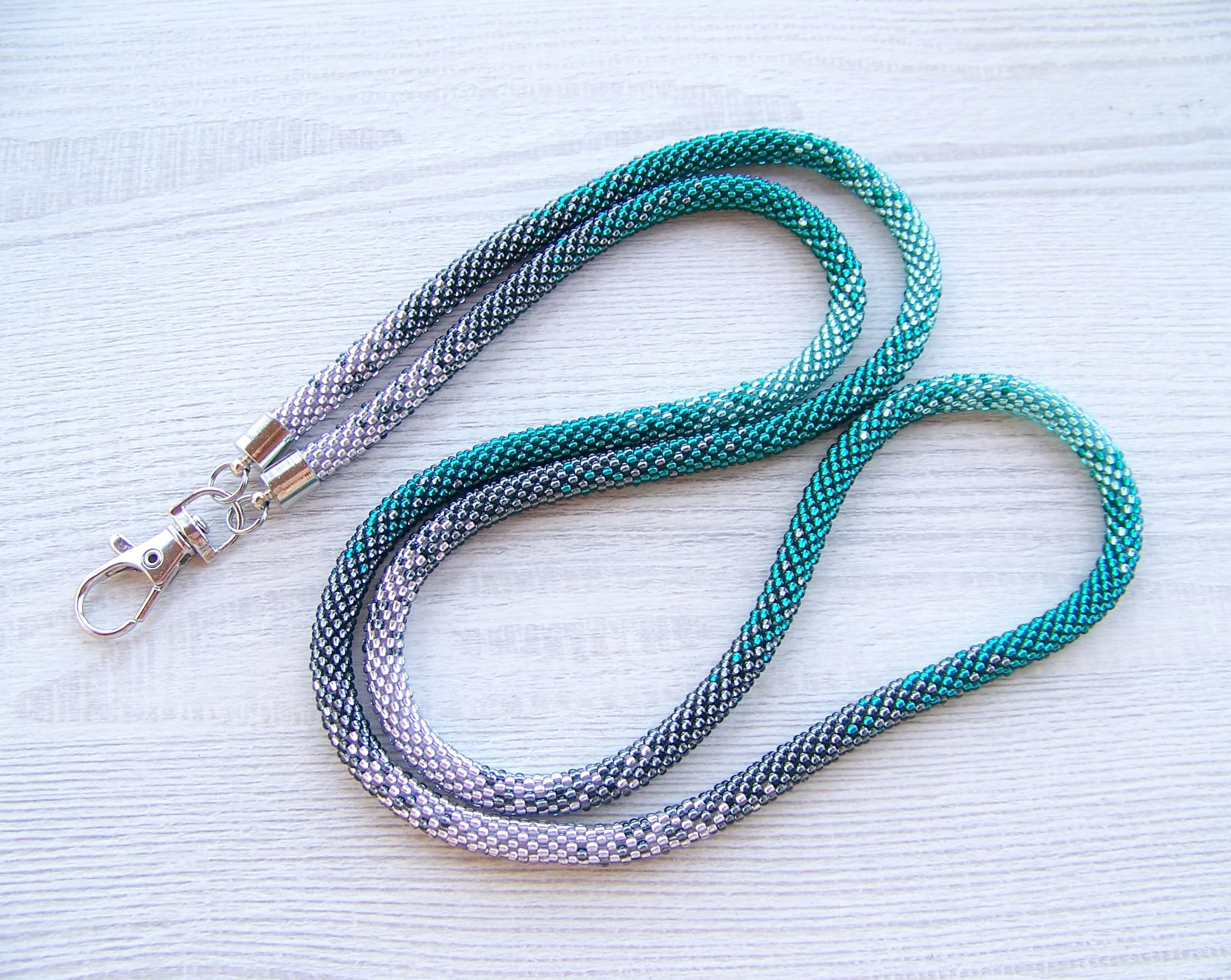 Bead Crochet Lanyard Pattern, PDF for Ombre Gradient Necklace, Crochet ...
