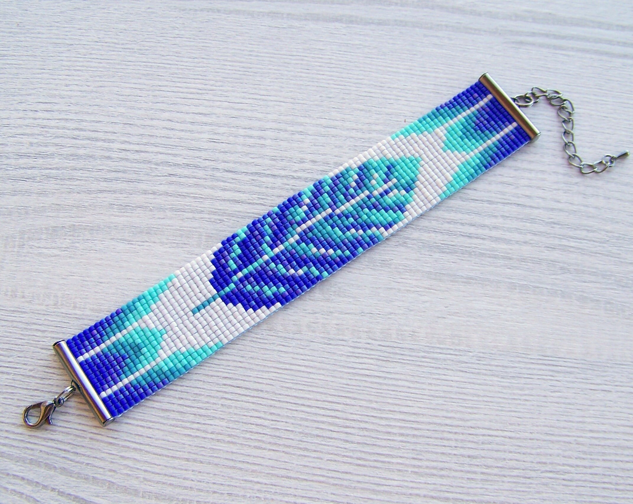 Loom Bead Pattern, Blue Feather Miyuki Delica Bracelet PDF Pattern ...