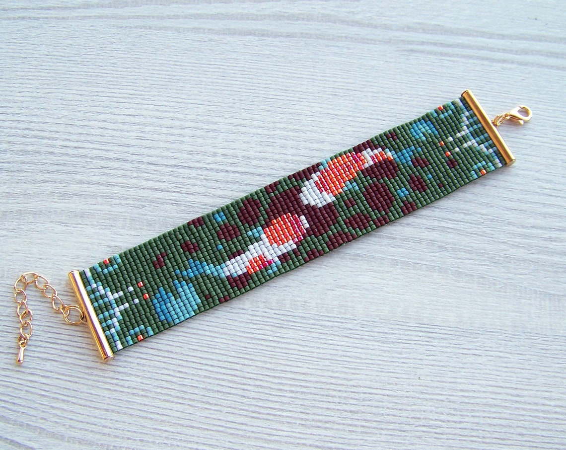Koi Fish Loom Bead Pattern, Dark Pond Bracelet Pattern, Jewelry Miyuki ...