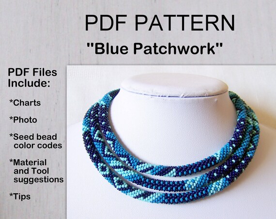Digital Download Pattern for Blue Patchwork Necklace Crochet - Etsy