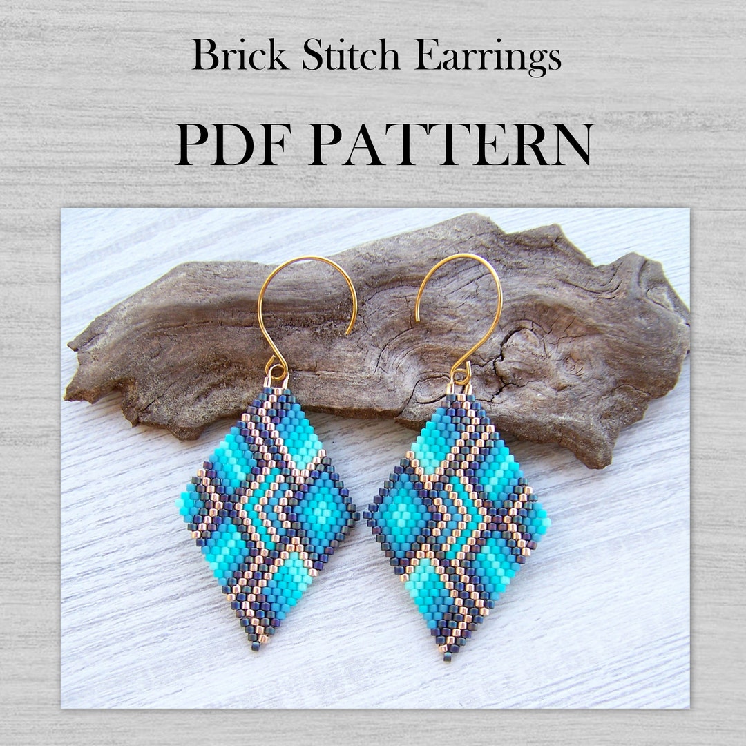 Brick Stitch Diamond Shaped Beaded Earrings Pattern, Geometric ...